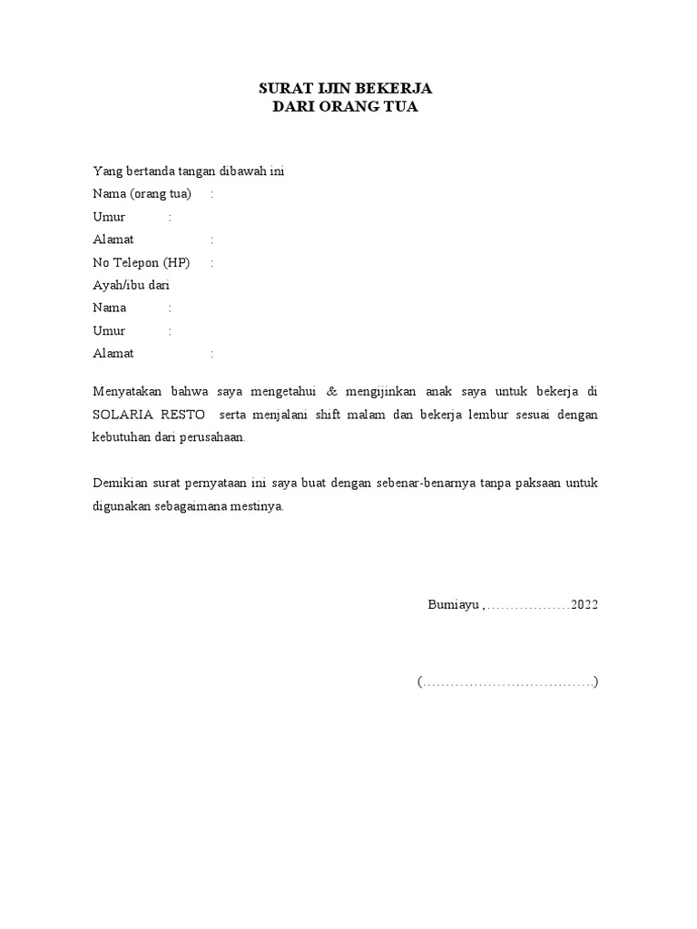 Surat Ijin Bekerja | PDF