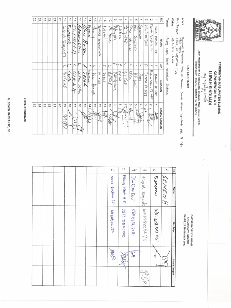 Absensi Acara Hosel | PDF