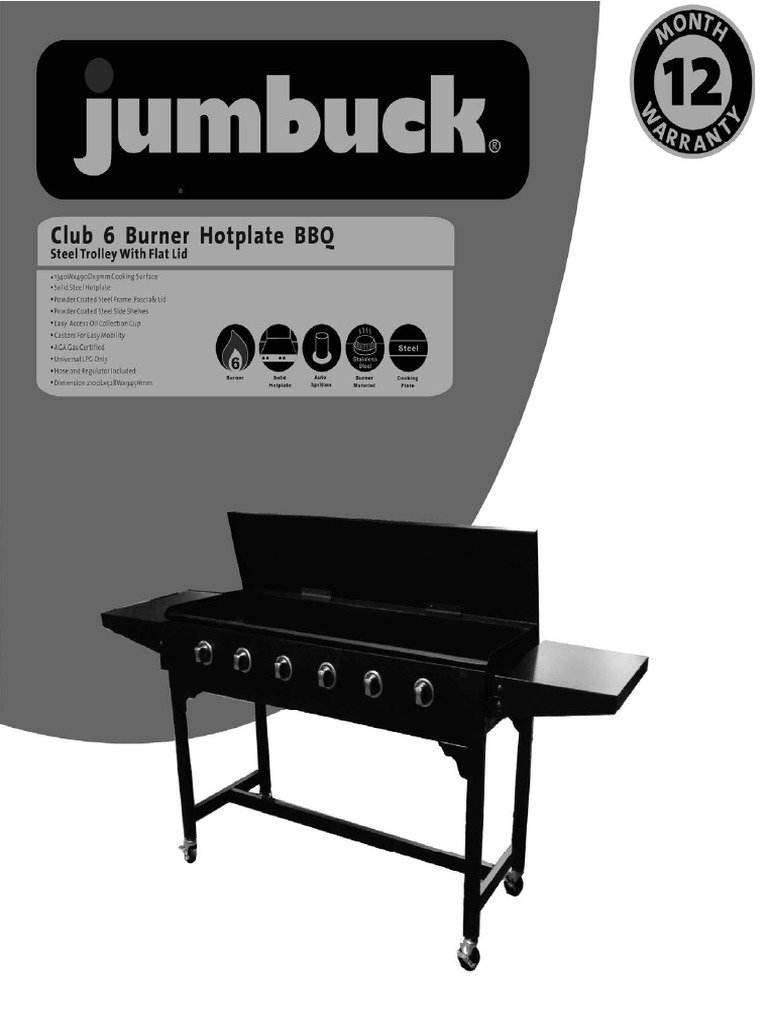 Jumbuck 6 Burner Club BBQ | PDF | Screw | Fires