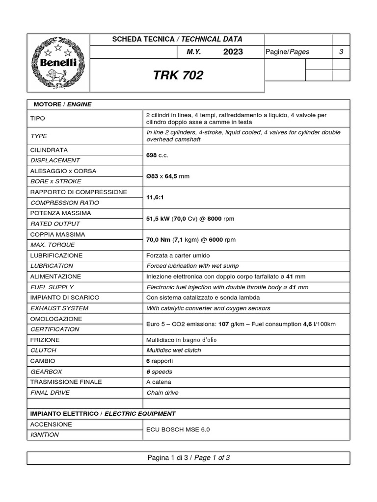 Benelli TRK 702 Eu5 TD | PDF