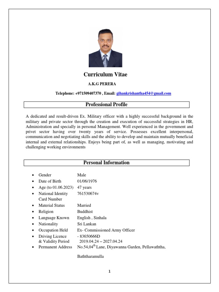 Curriculum Vitae | PDF | Battalion | Military