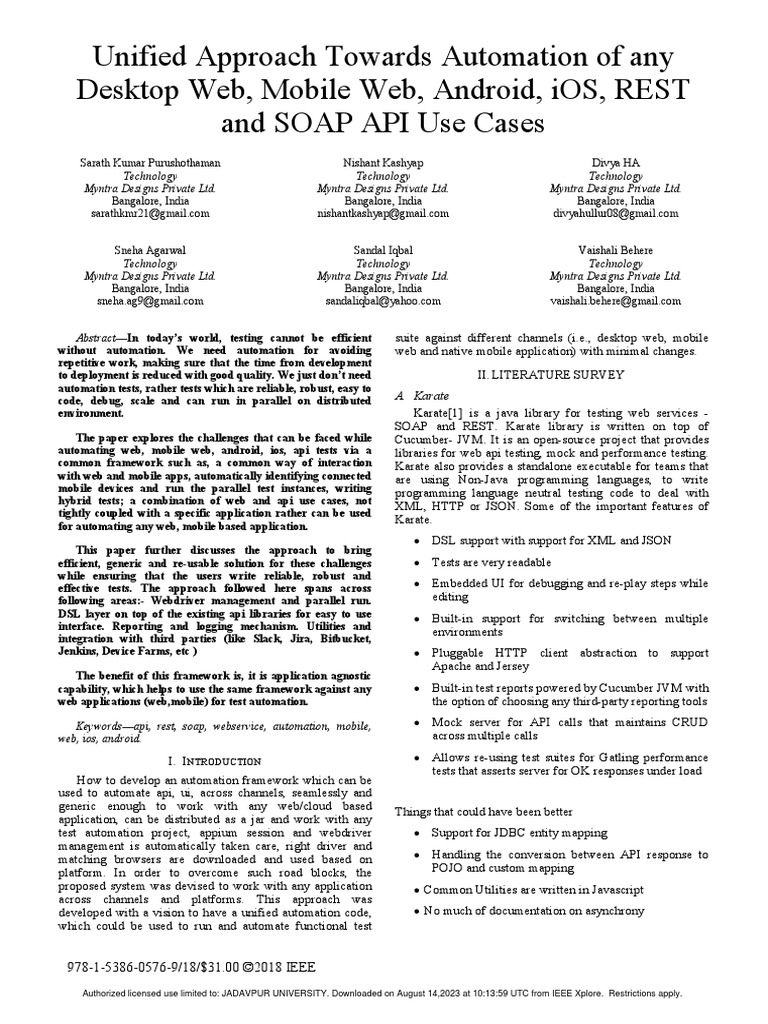 Unified Approach Towards Automation of Any Desktop Web Mobile Web Android iOS REST and SOAP API ...