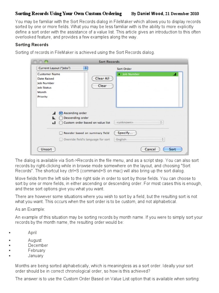 Sorting Records Using Your Own Custom Ordering Pdf Icon Computing Databases