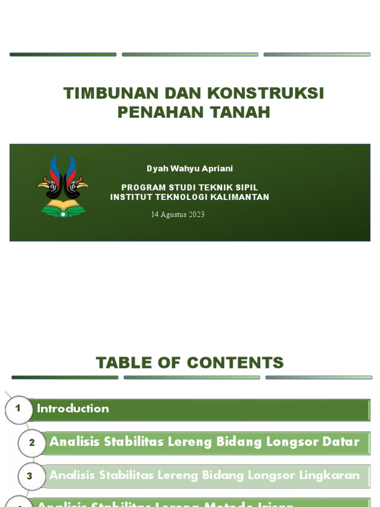 Analisis Stabilitas Lereng Tanah | PDF
