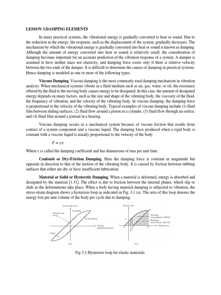 Lesson 3. Damping Elements | Download Free PDF | Viscosity | Friction