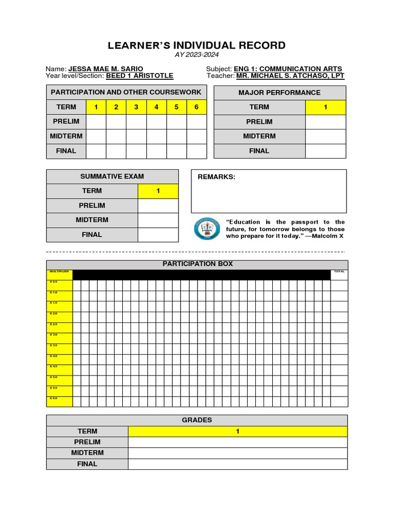 Learners Individual Records | PDF