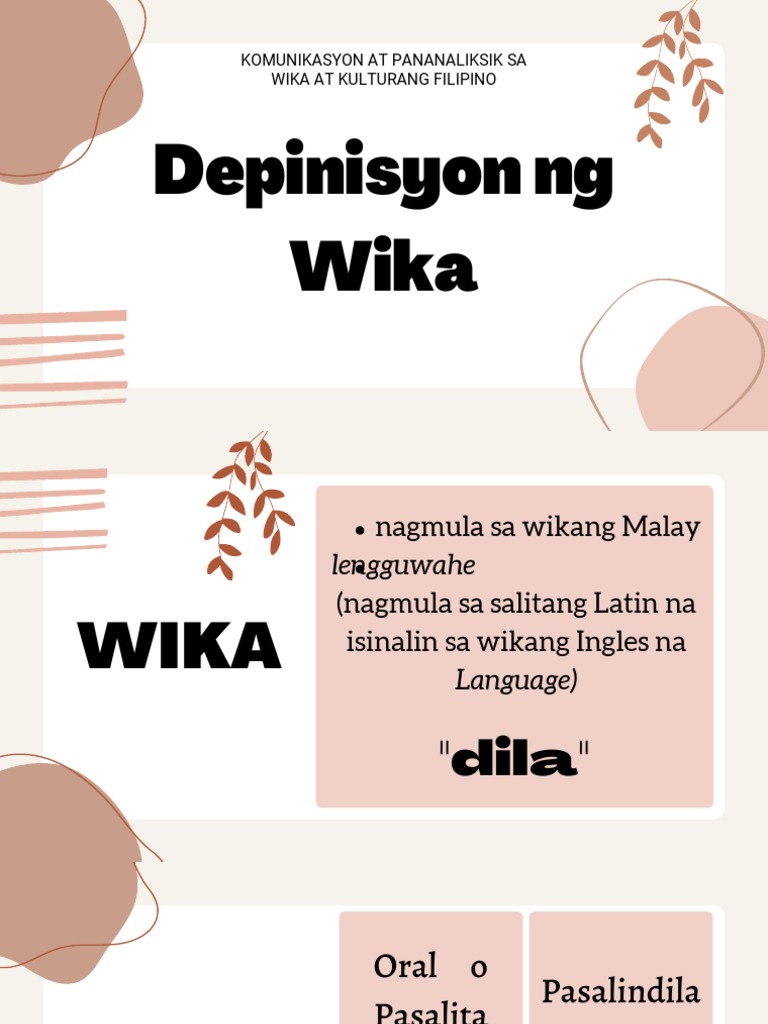 ARALIN 1kahulugan at Katangian NG Wika | PDF