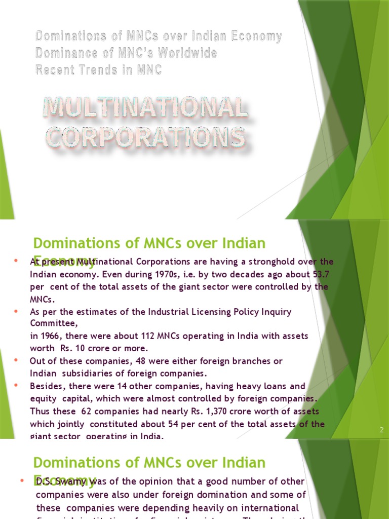 Dominance of MNCs | PDF | Multinational Corporation | Foreign Direct Investment