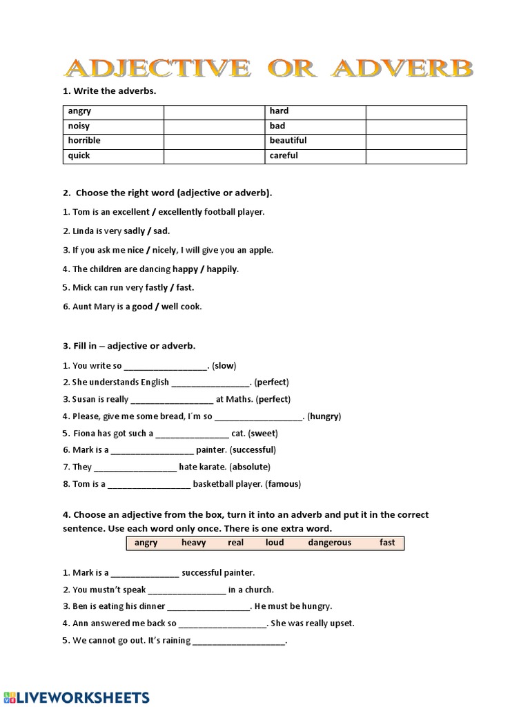 Adjective and Adverb Exercises | PDF