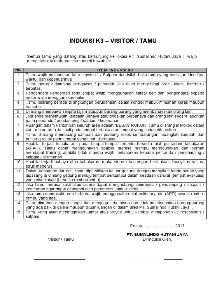 Safety Induction - Word | PDF