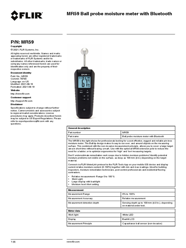 MR59 Ball Probe Moisture Meter With Bluetooth | PDF | Trademark | Backlight