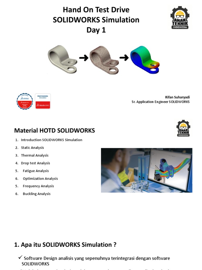 Module - Hands-On Test Drive SOLIDWORKS Simulation - Day 1 | PDF