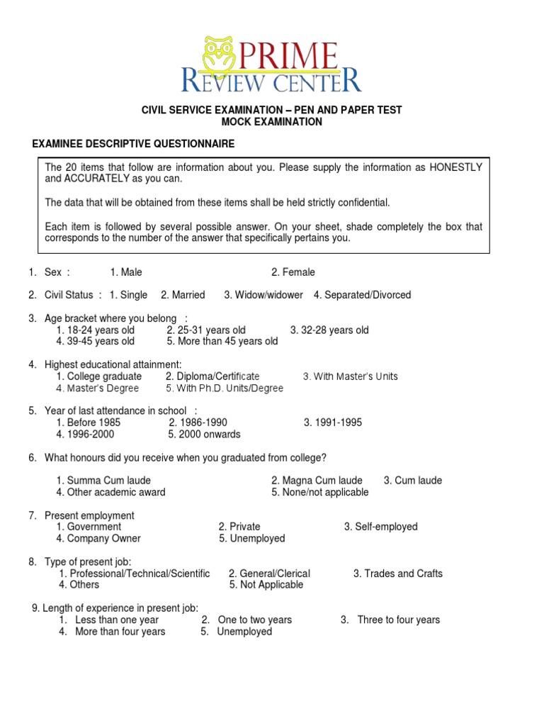 Subprof Pre Board | PDF