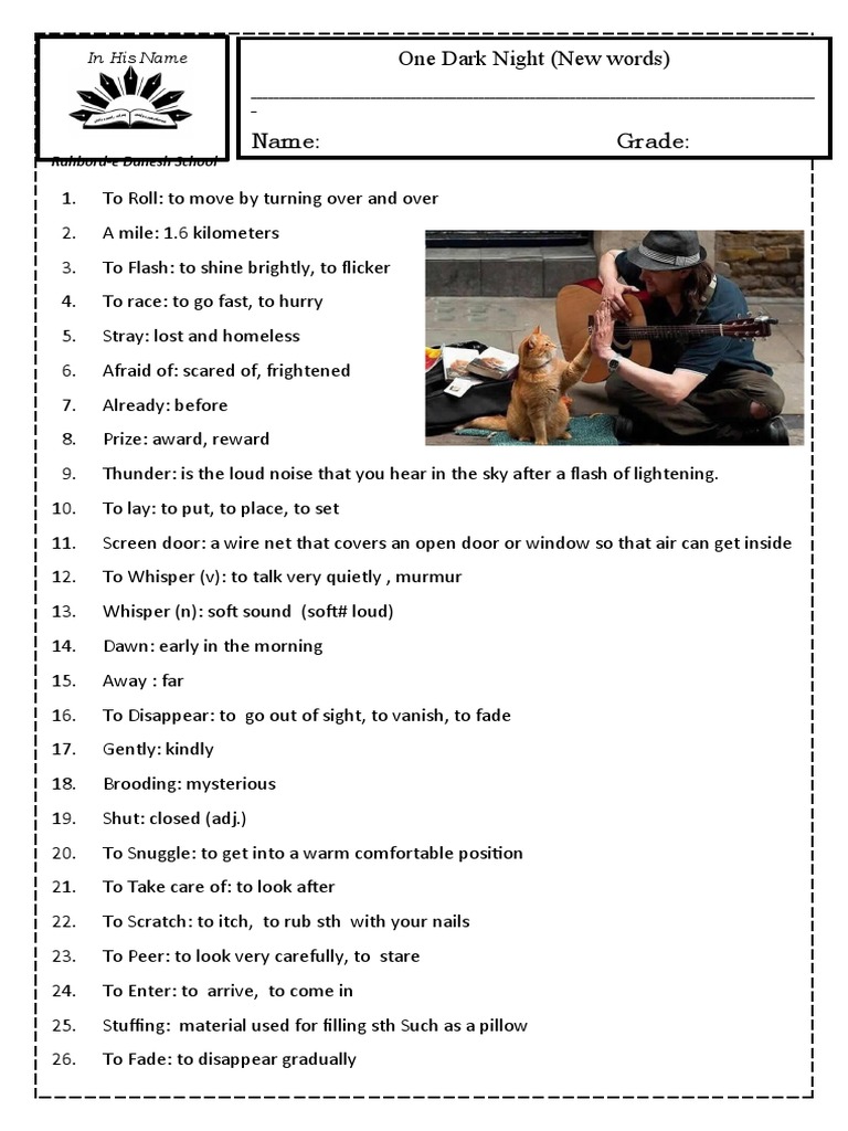 The Dark Night ... Vocab | PDF | Foreign Language Studies