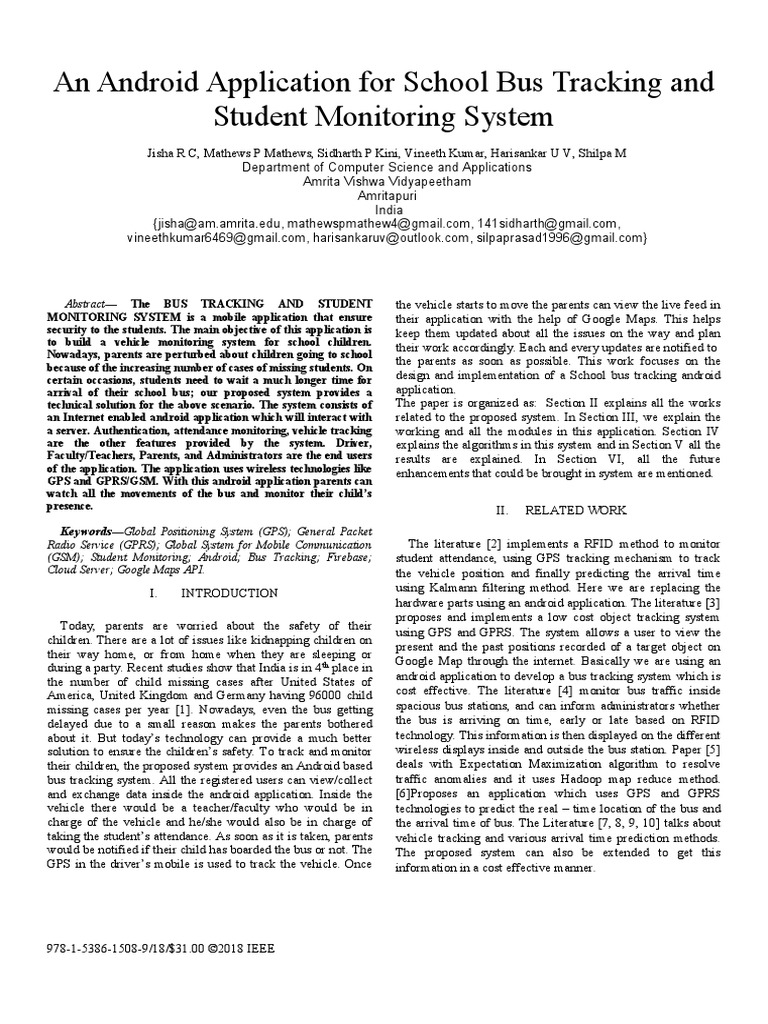 School Bus Tracking | PDF | Android (Operating System) | Cloud Computing