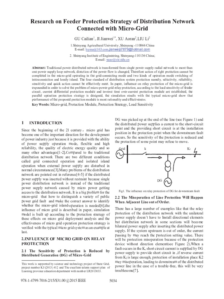 Feeder Protection Strategy of Distribution Network | PDF