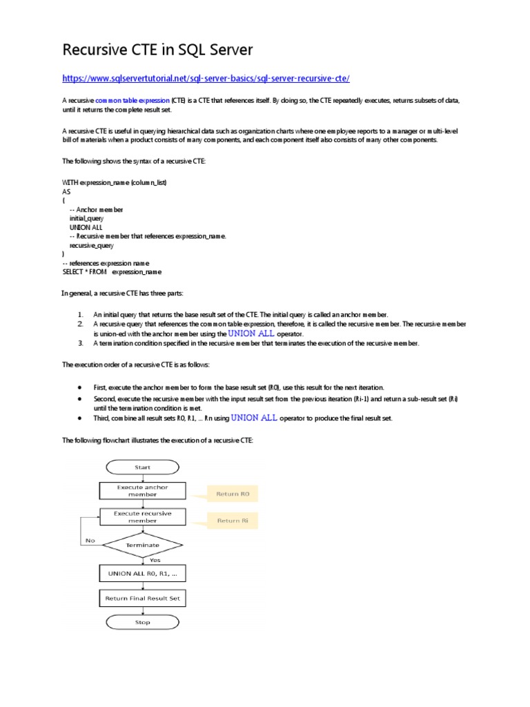 Recursive CTE in SQL Server | PDF | Computer Programming | Information ... Recursive CTE in SQL Server | PDF | Computer Programming | Information ...
