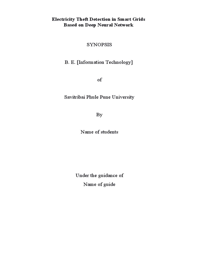 Project Synopsis | PDF | Deep Learning | Smart Grid