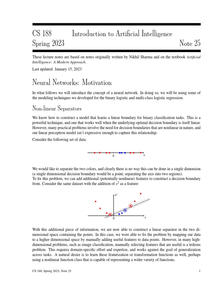 cs188 sp23 Note25 | PDF | Artificial Neural Network | Logistic Regression