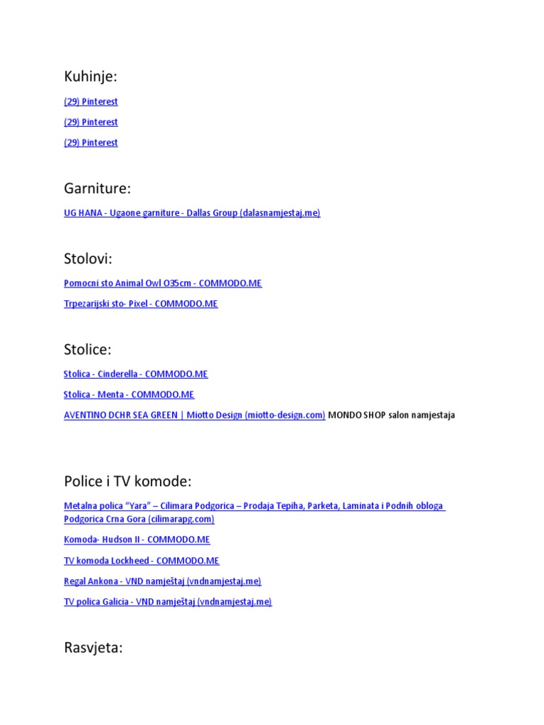 Spisak Namještaja | PDF
