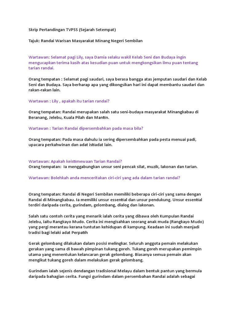 Skrip Pertandingan TVPSS | PDF