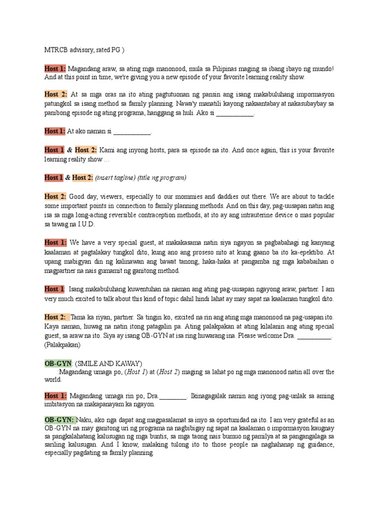 Script For IUD | PDF