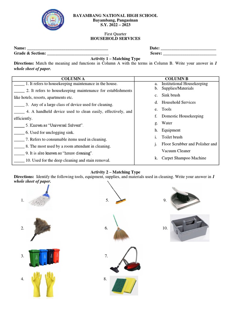 Activity 1 | PDF | Housekeeping | Industrial Processes