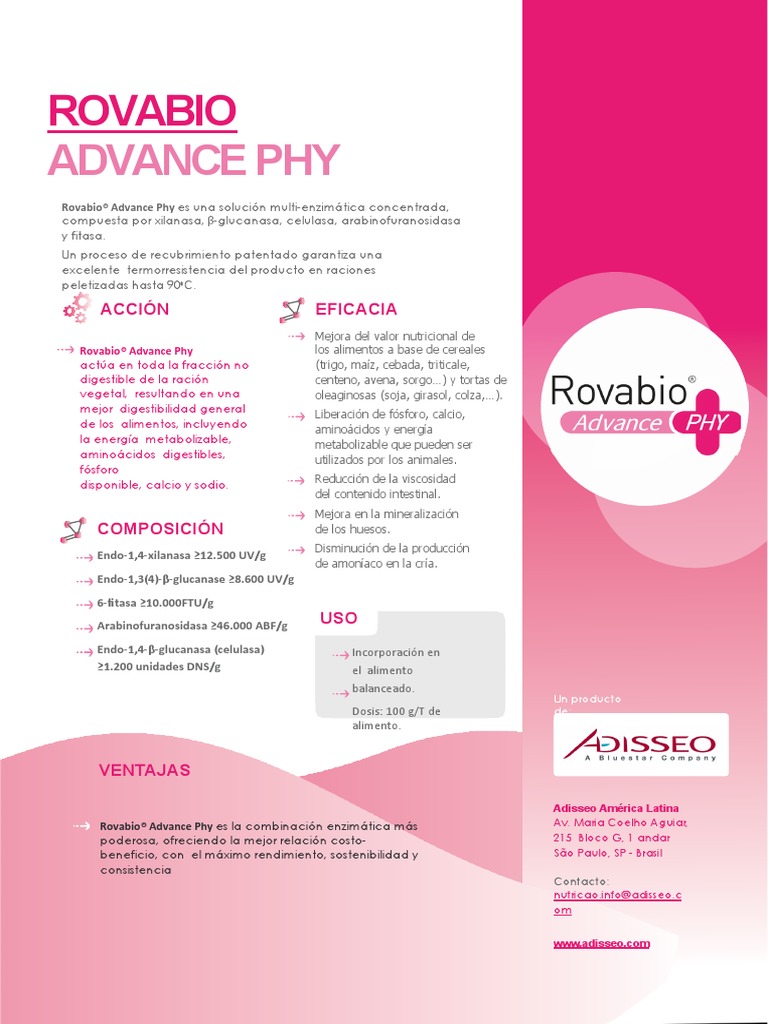 NutriNewsLATAM2019 Rovabio Advance Phy Ficha | PDF | Alimentos | Cereales