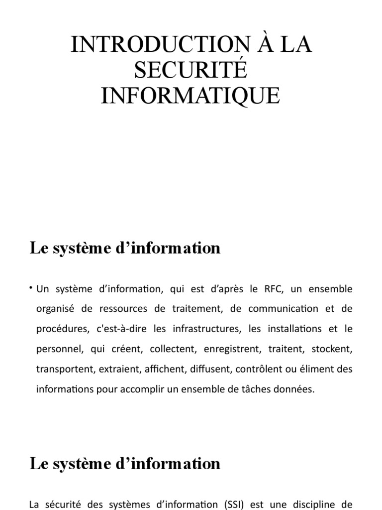 CHAPITRE I - Elemens de Basse Secutiré Informatique | PDF | Sécurité des systèmes d'information ...