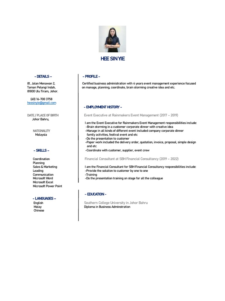 Resume of Hee Sin Yie | PDF