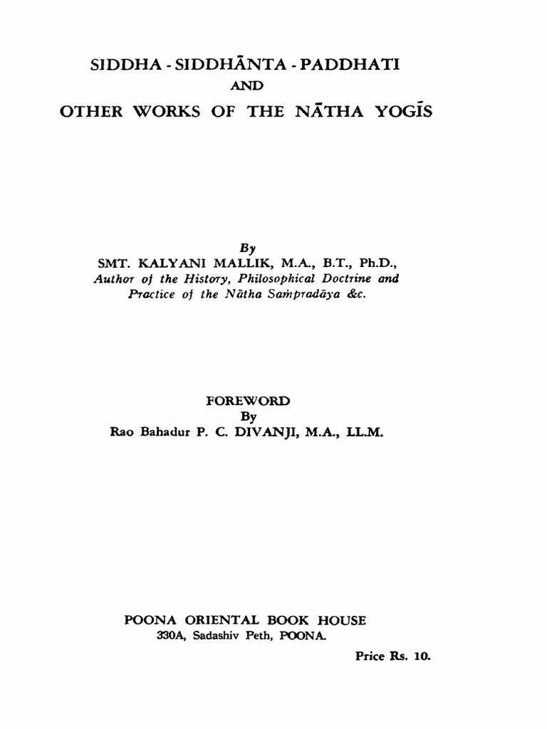 Natha Yogis: Siddhanta Paddhati Collection | PDF | Hatha Yoga | Hindu ...