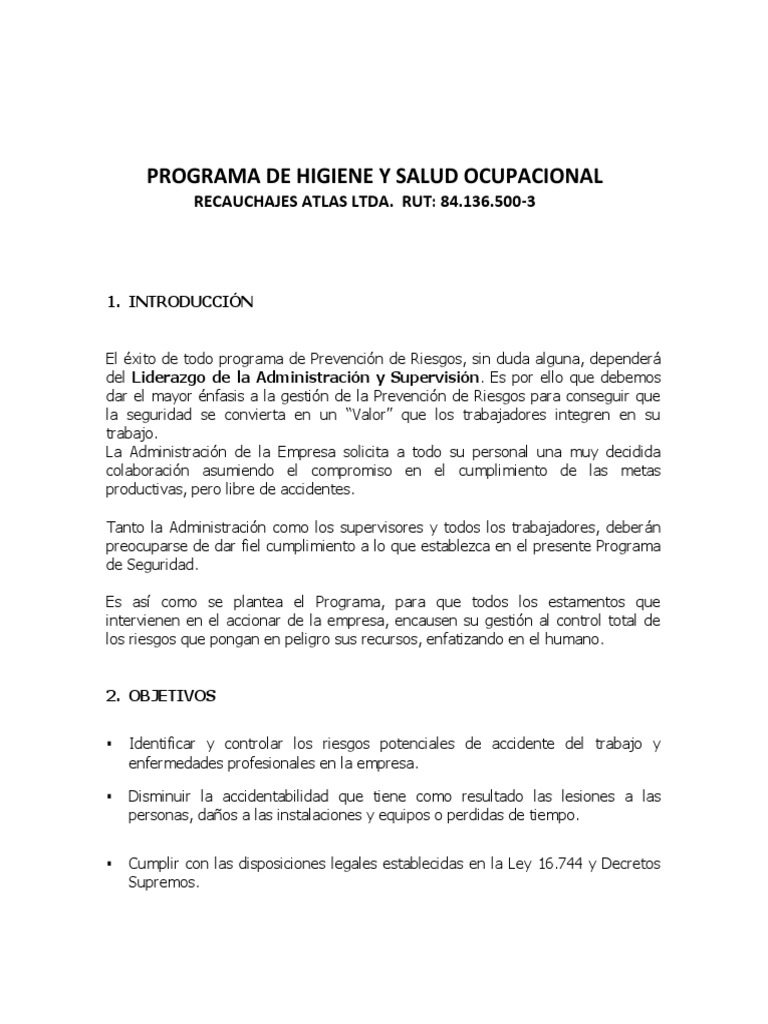 Reglamentode Higiene y Seguridad | PDF | Business | Seguridad y salud ocupacional