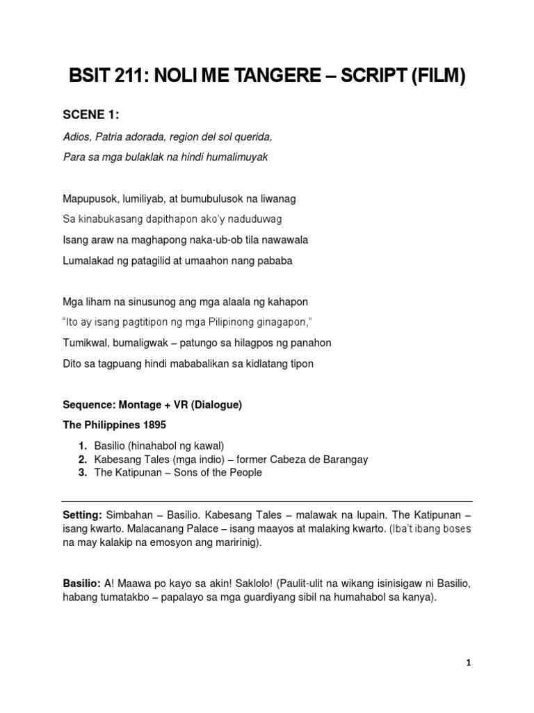 BSIT-211_NOLI-ME-TANGERE-SCRIPT-FILM | PDF
