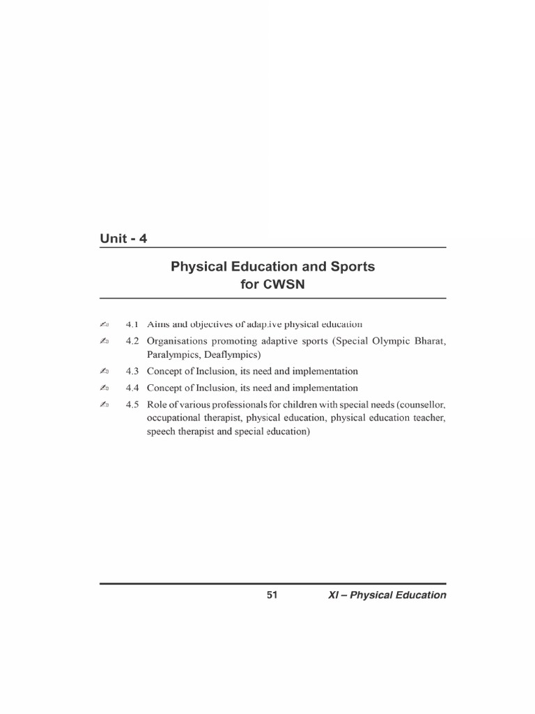 Chap-4 - Physical Edu. and Sports of CWSN | PDF