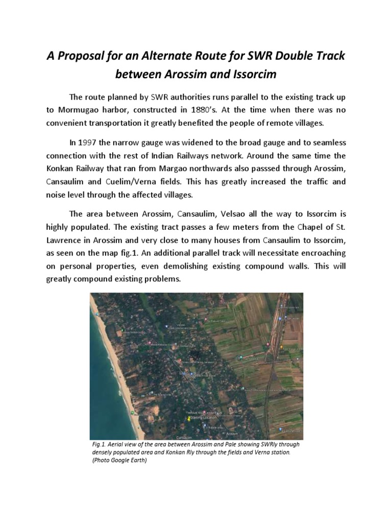 A Proposal For An Alternate Route For SWR Double Track Between Arossim and Issorcim | PDF ...