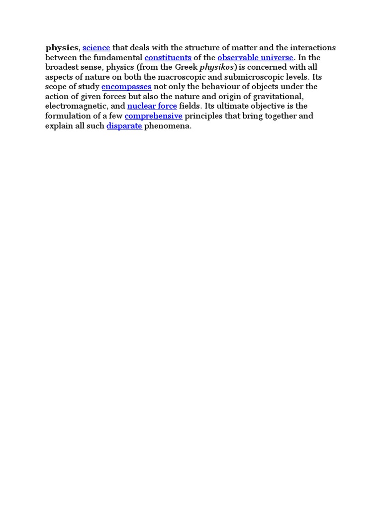 Physics: Understanding Matter & Forces | PDF