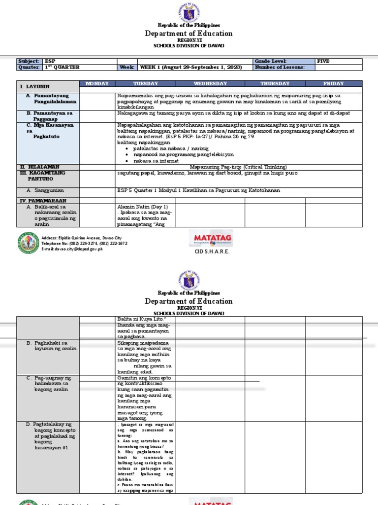 Esp DLL Q1 - Week 1 | PDF