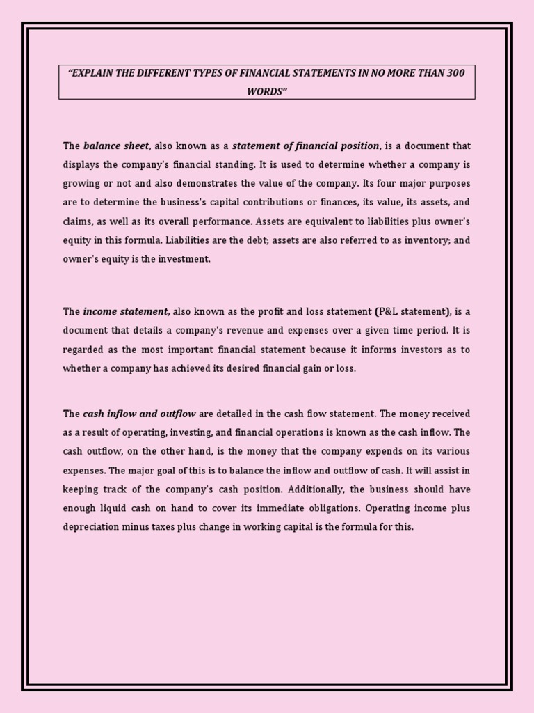 Types of Financial Statements Explained | PDF