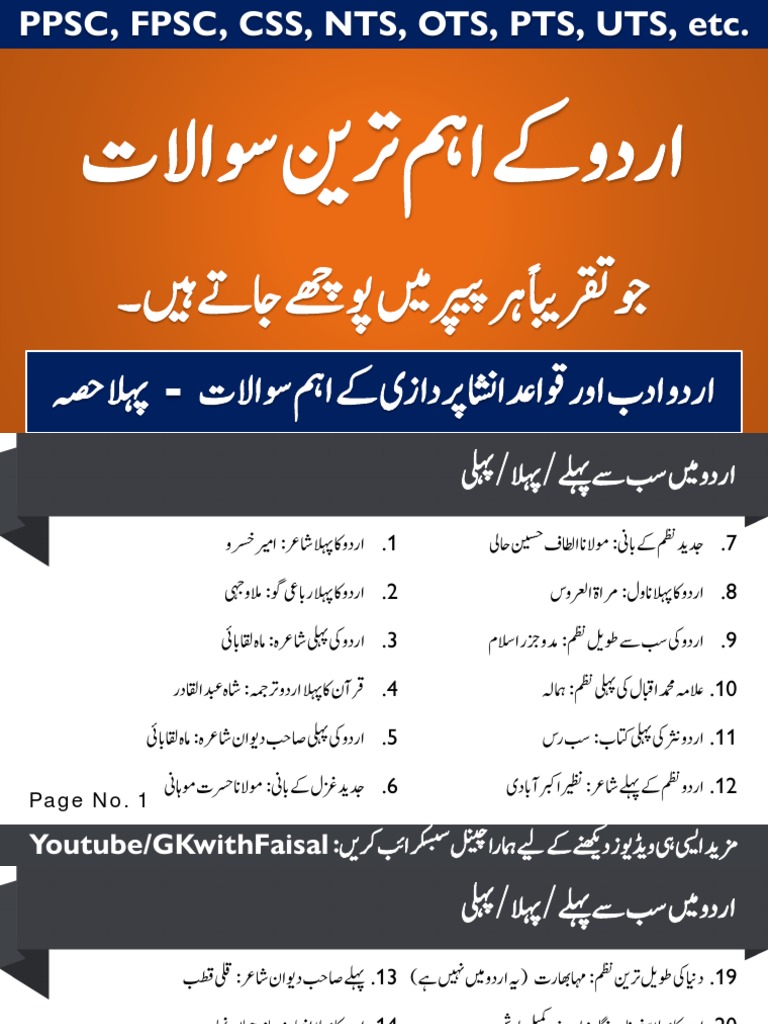 Urdu Mcqs All | PDF