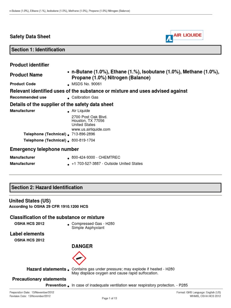 1% Blend MSDS | PDF | Firefighting | Alkane