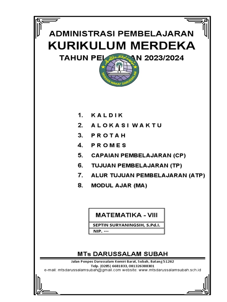 Cover Administrasi Pembelajaran 2023/2024 | PDF