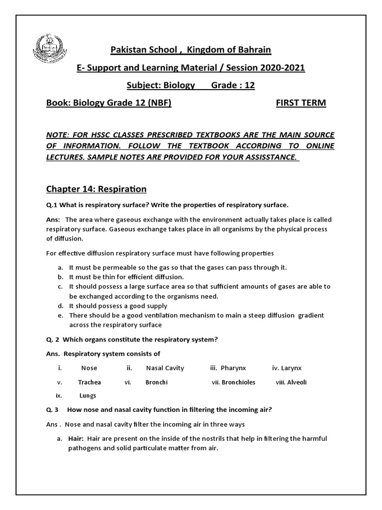 Grade 12 Bio Assignment Notes 1 | PDF