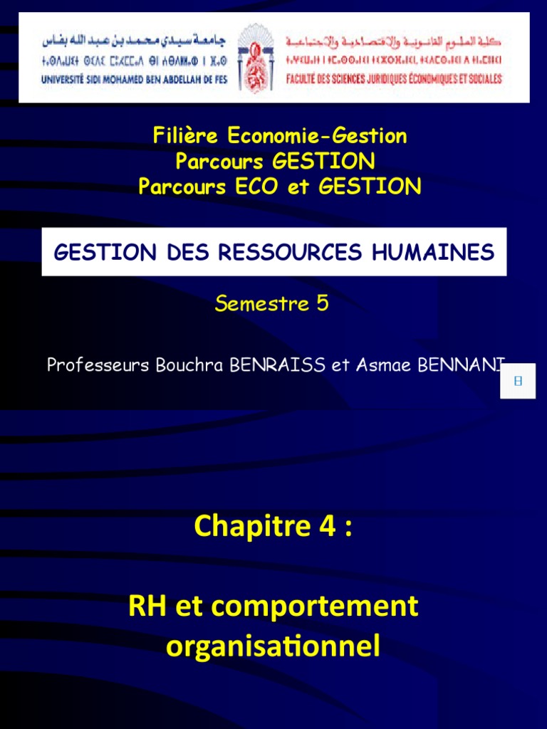 GRH Chapitre 4 - Séance 2 | PDF | Motivation | Motivant