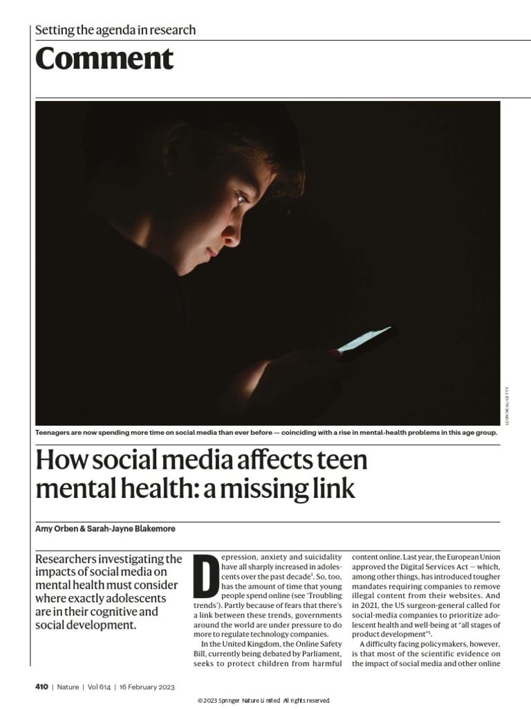 Comment: How Social Media Affects Teen Mental Health: A Missing Link ...