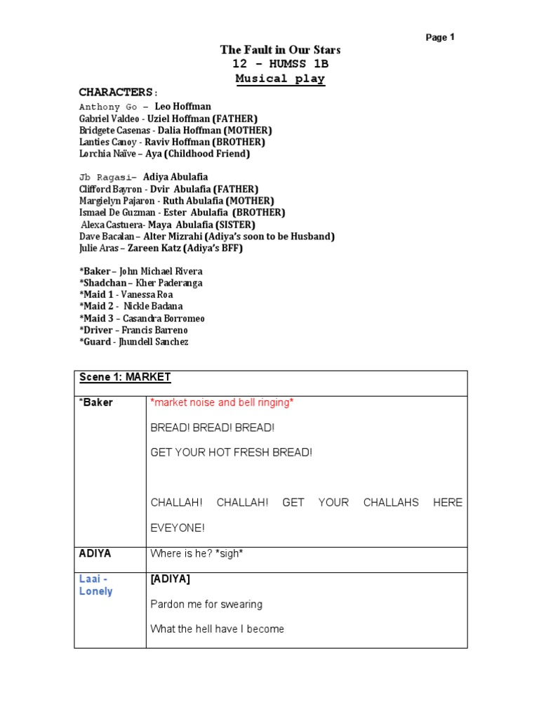 Musical Play Script Humss1b | PDF