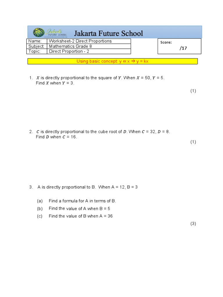 Worksheet 2 - Direct Proportions - 1 | PDF