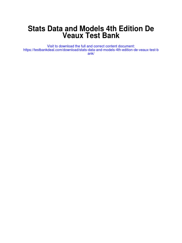 Stats Data and Models 4th Edition de Veaux Test Bank | PDF | Statistics