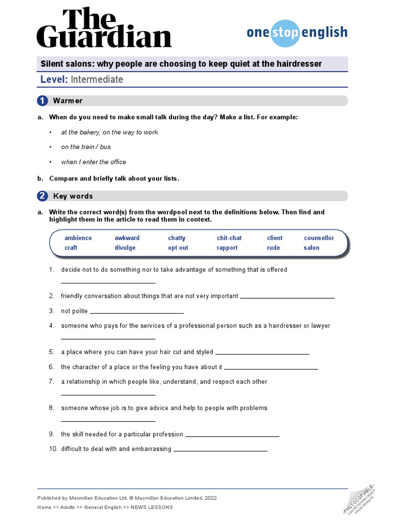 Silent Salons - Intermediate News Lesson | Download Free PDF ... Silent Salons - Intermediate News Lesson | Download Free PDF ...