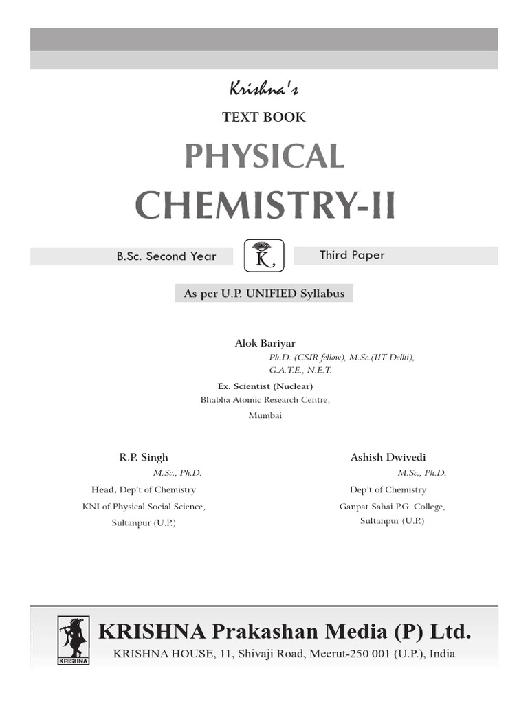Krishnas - Physical Chemistry II | PDF | Heat | Thermodynamics