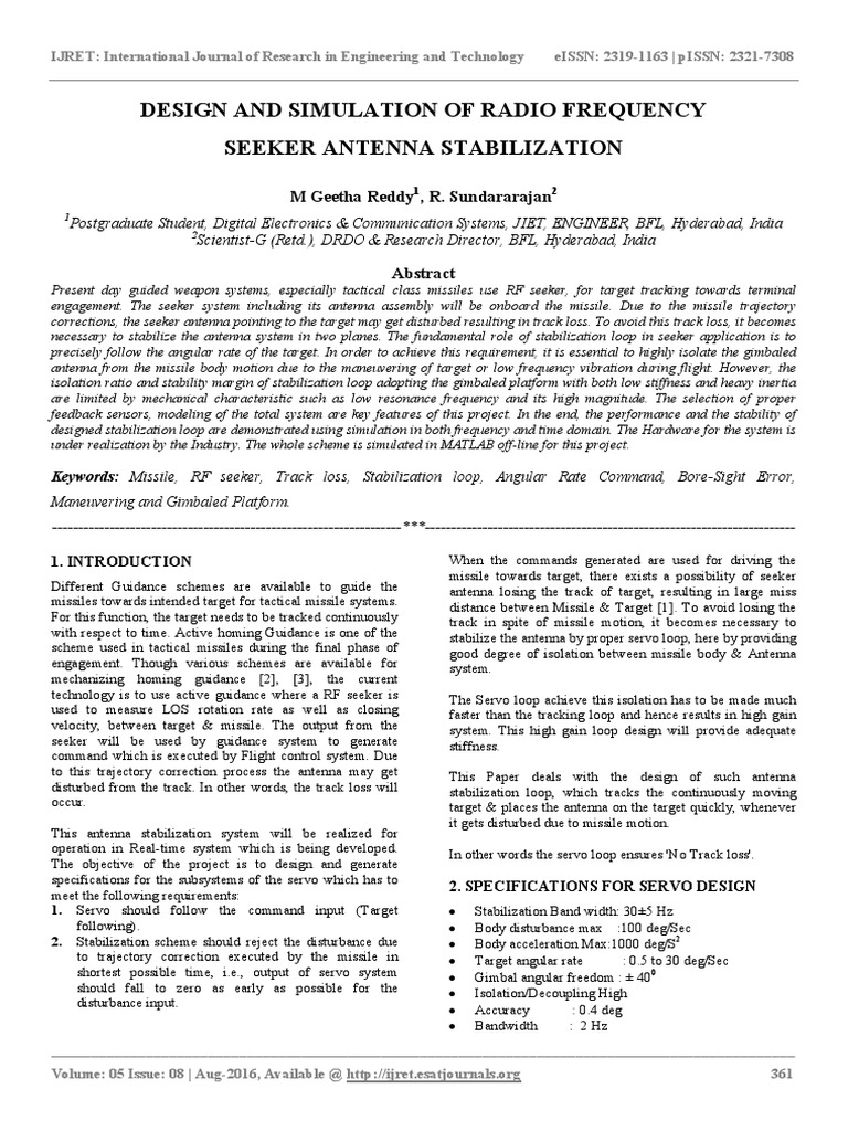 RF Seeker Stabilisation Antenne | PDF | Feedback | Control Theory